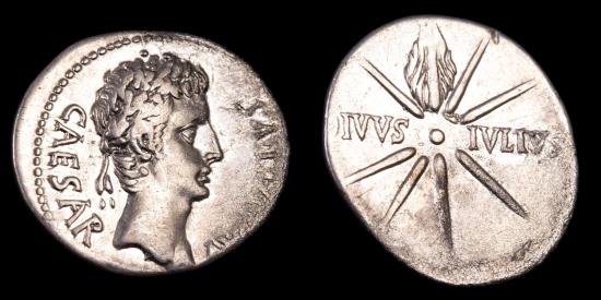 Augustus 27 BC–14 AD Caesaraugusta mint. Silver Denarius. 19-18 BC ...