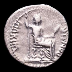 Tiberius, AD 14-37. Silver denarius. Lugdunum. - PONTIF MAXIM Livia ...