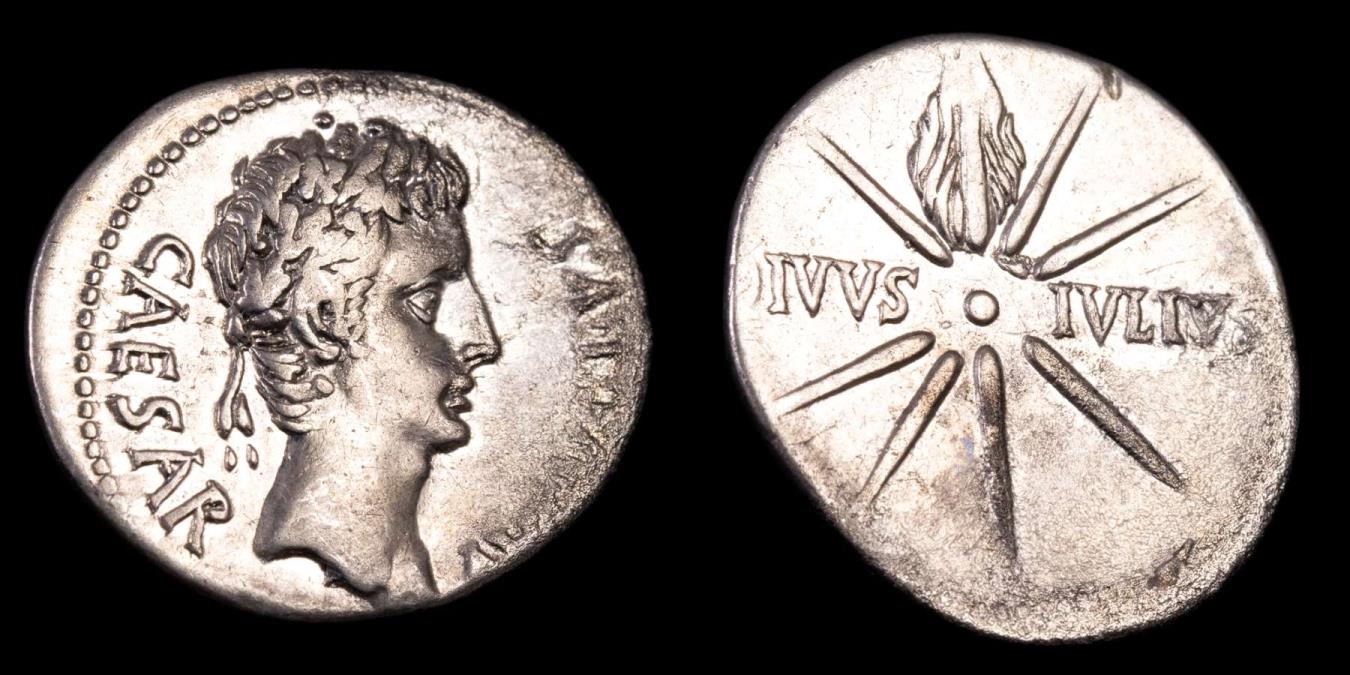 Augustus 27 BC–14 AD Caesaraugusta mint. Silver Denarius. 19-18 BC ...