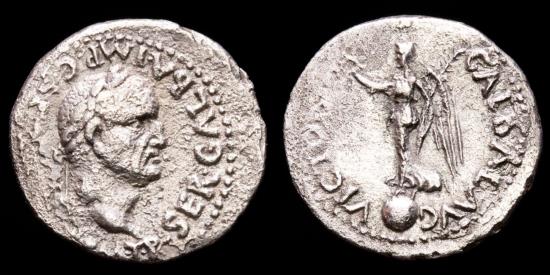Galba (68-69 A.D.) Silver quinarius, Lugdunum. - VICTORIA GALBAE AVG ...
