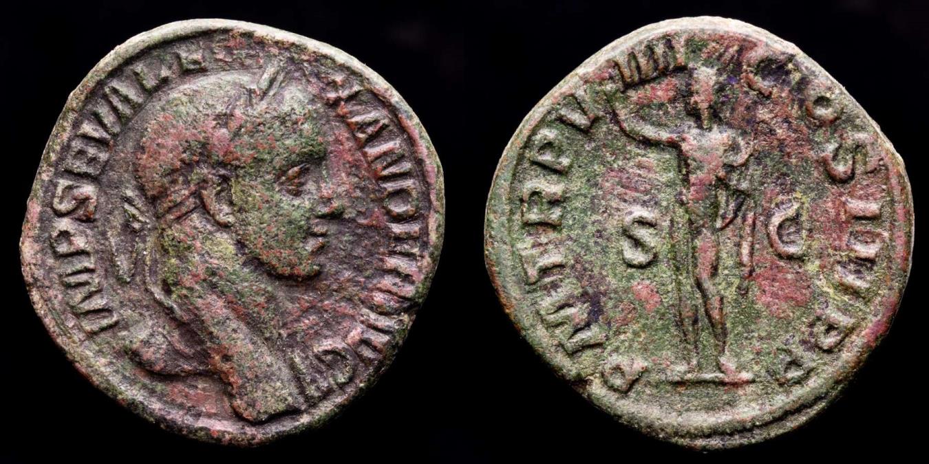 Severus Alexander. Bronze Sestertius. Rome, 230 AD. - P M TR P VIIII ...