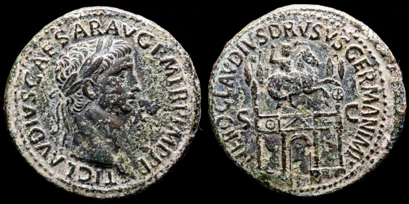 Nero Claudius Drusus, posthumous commemorative sestertius. Under ...