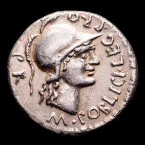 Pompey Magnus and M. Poblicius silver denarius, minted in Hispania, 46 ...