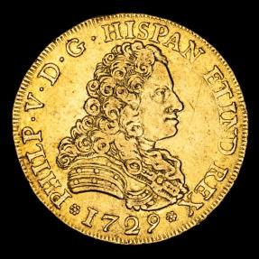 Spain - Felipe V (1700-1746) Gold 8 escudos 1729. Seville.