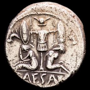 Julius Caesar silver denarius, Spain 46/5 B.C. Venus and cupid / CAESAR ...