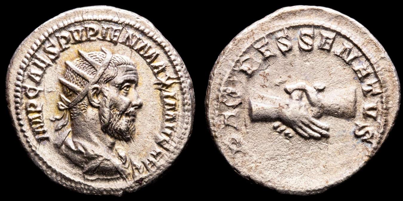Roman Empire - Pupienus, (238 A.D.) Silver antoninianus (5.4,3664 g. 23 ...