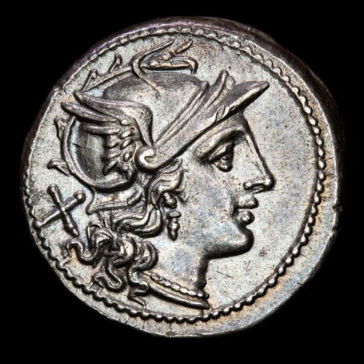 Roman Republic - Anonymous silver denarius. Minted in Rome, after 211 ...