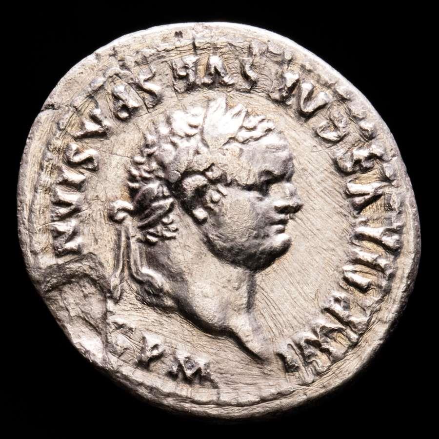Titus (AD 79-81). Silver denarius, Rome. - TR P IX IMP XV COS VIII P P ...