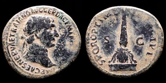 Trajan (AD 98-117) AE As. Rome, AD 103-111. - Column in the form of a ...