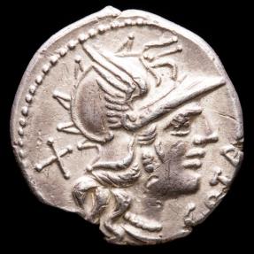 M. Aurelius Cotta. Silver Denarius, Rome 140 BC. - Hercules in biga of ...