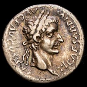 Tiberius, AD 14-37. Silver denarius, Lugdunum. - PONTIF MAXIM, female ...