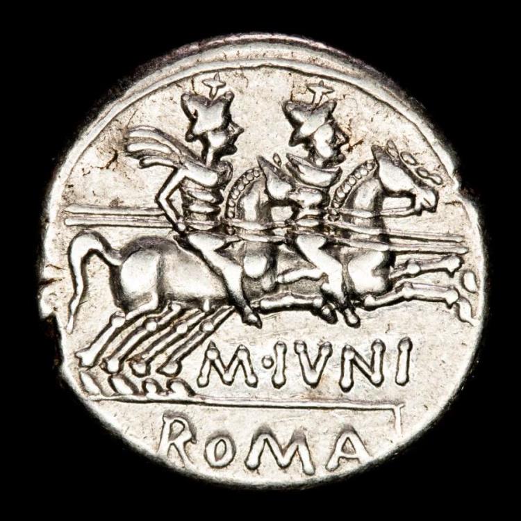 M. Junius Silanus - silver denarius, Rome, 145 B.C. - ass's head / The ...