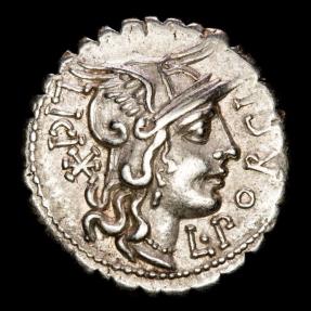 L. Porcius Licinius - Silver Serrate Denarius, Narbo, 118 BC. - Naked ...
