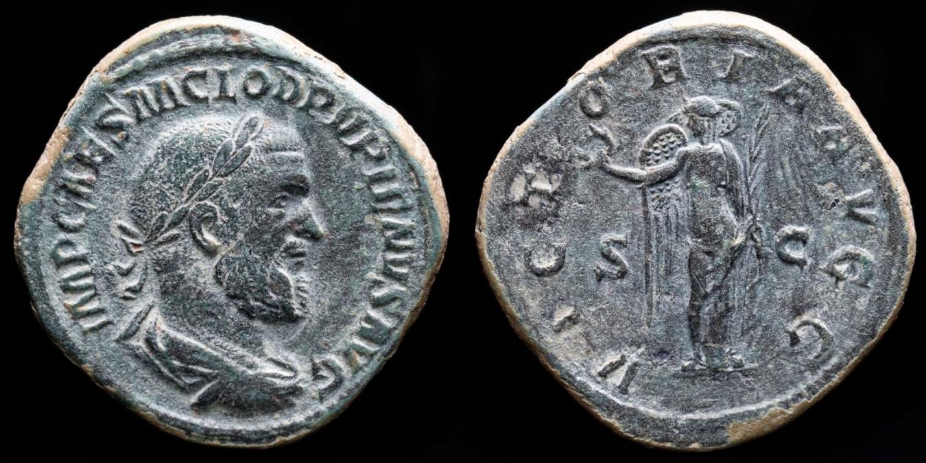 Marcus Clodius Pupienus Maximus, Æ Sestertius, Rome, 238 A.D ...