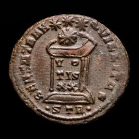 Crispus Caesar, Æ Follis, Trier, AD 321. - Shield decorated with ...
