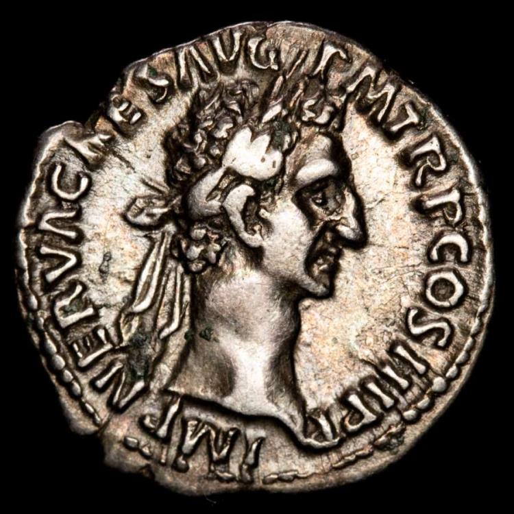 Nerva (96-98 AD) Ar denarius, Rome. - SALVS PVBLICA. Salus seated left ...
