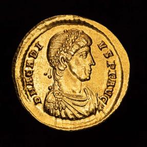 Arcadius. Gold solidus, Sirmium, AD 393-395. VICTORIA AVGGG Δ S-M // COMOB.