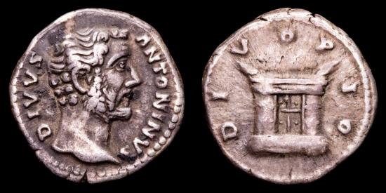 Divus Antoninus Pius, silver denarius, Rome after 161 under Marcus ...