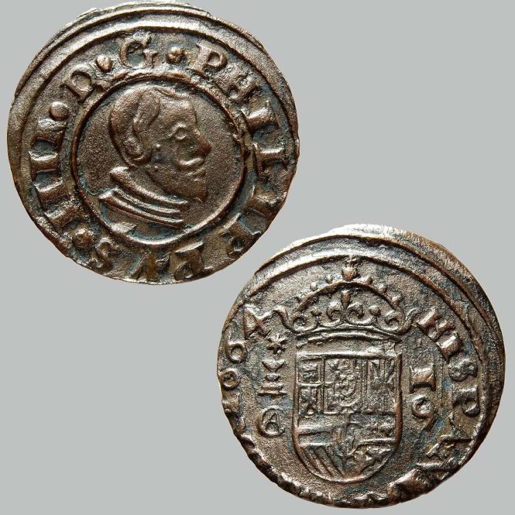 Philip IV, 16 Maravedis, Cuenca, 1664 - CA. | European Coins