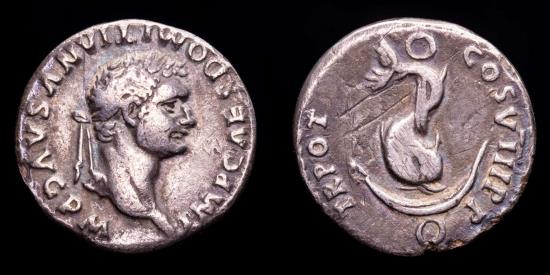 Domitian (81-96 AD.) Silver denarius. Rome mint, 82 A.D. - TR POT COS ...
