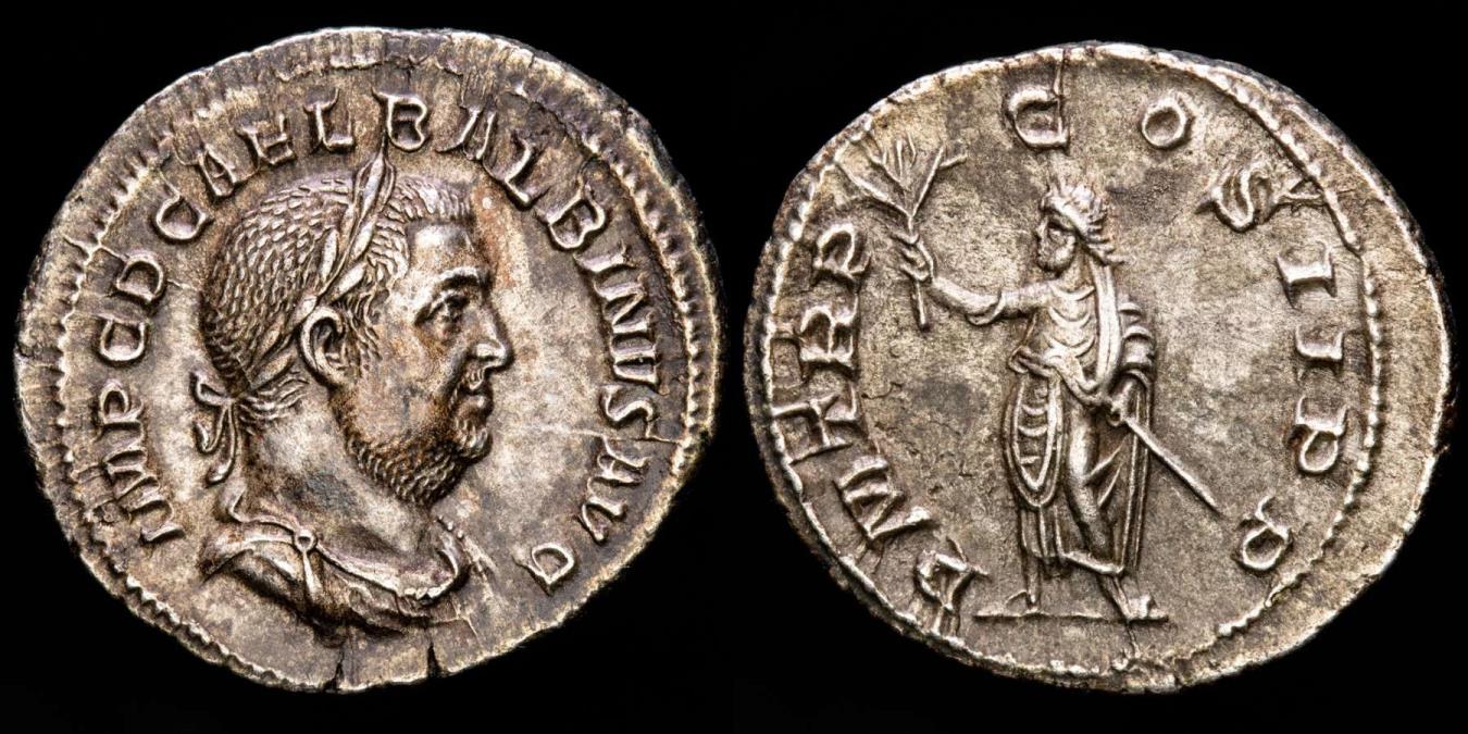 Balbinus. Silver Denarius. Rome, AD 238. - P M TR P COS II P P, togate ...