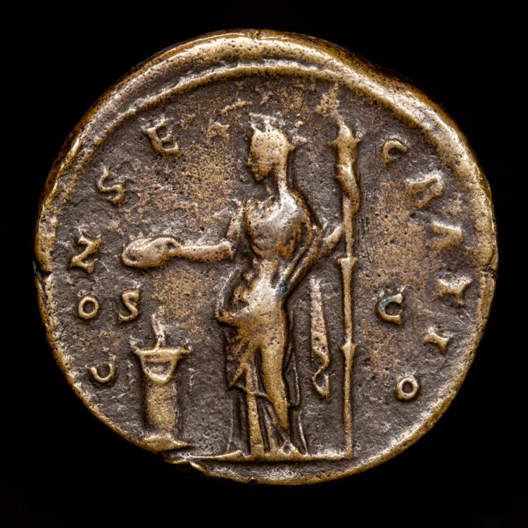 Roman Empire - Diva Faustina I (Died 140/1). Bronze sestertius. Minted ...