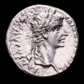 Tiberius, AD 14-37. Silver denarius. Lugdunum. - PONTIF MAXIM Livia ...