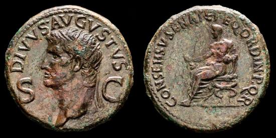 Divus Augustus - Æ Dupondius. Rome, AD 37-41. - CONSENSVS SENAT ET EQ ...