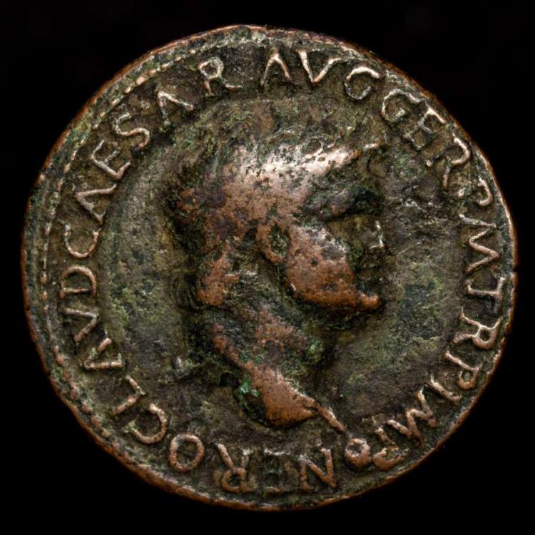 Nero (54-68 A.D.) AE As. Rome. - S-C, Victory flying left with shield ...