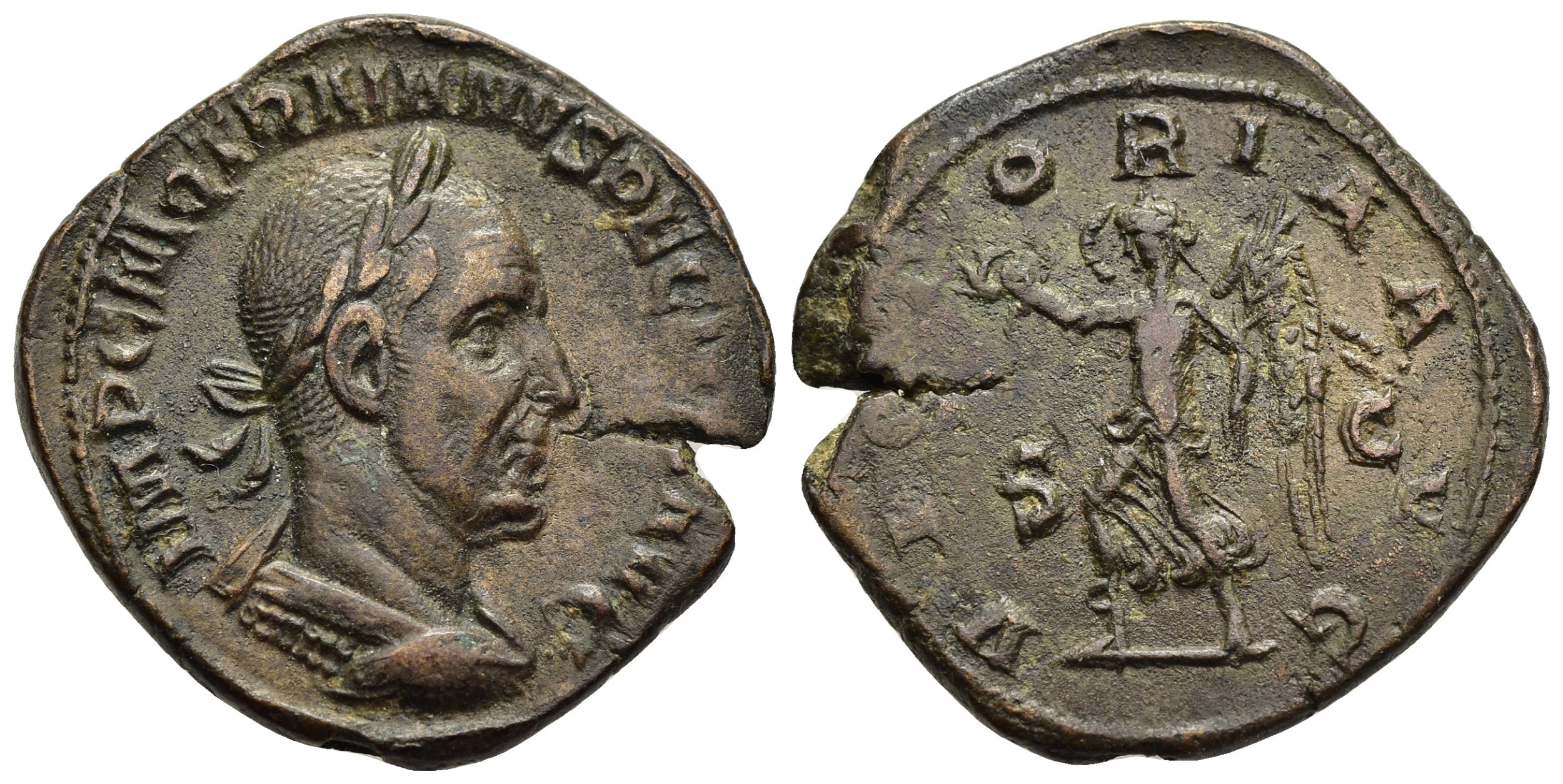 Trajan Decius, 249-251. Orichalcum Sestertius, Rome: Victory advancing ...