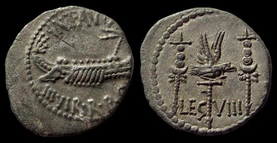 AR legionary Denarius of Mark Antony 44-30 BC., Legio VIII Augusta ...