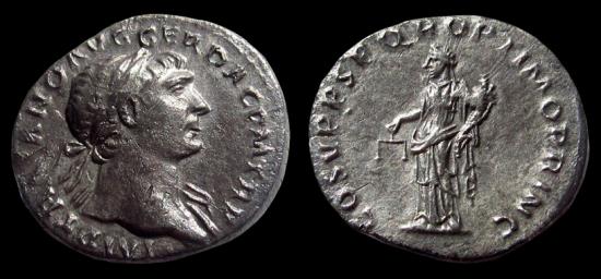 AR Denarius of Trajan 98-117 AD., Aequitas - COS V PP SPQR OPTIMO PRINC ...