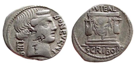 AR Denarius of L. Scribonius Libo 62 BC., Roman Republic, Lightning ...