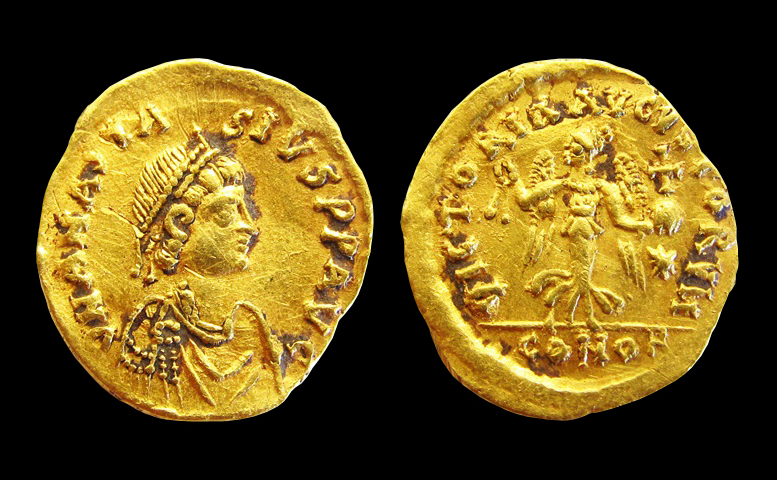 Gold Tremissis of Anastasius I 491-518 AD., Byzantine Empire ...