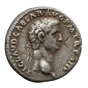 ★RARE★ Roman Imperial Claudius AR Denarius. Lugdunum, AD 44-45.