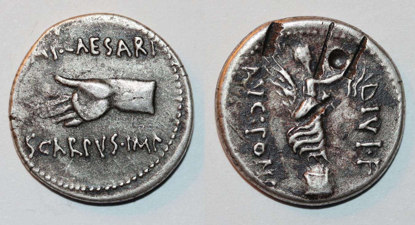 L. Pinarius Scarpus - Last denarii of the Roman Republic - Extremely rare