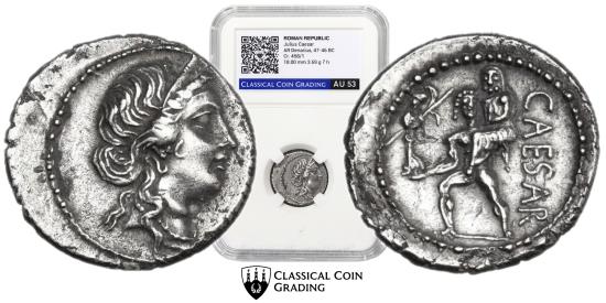 ★CCG-AU53★ The Caesarians. Julius Caesar. Late 48-47 BC. AR Denarius ...