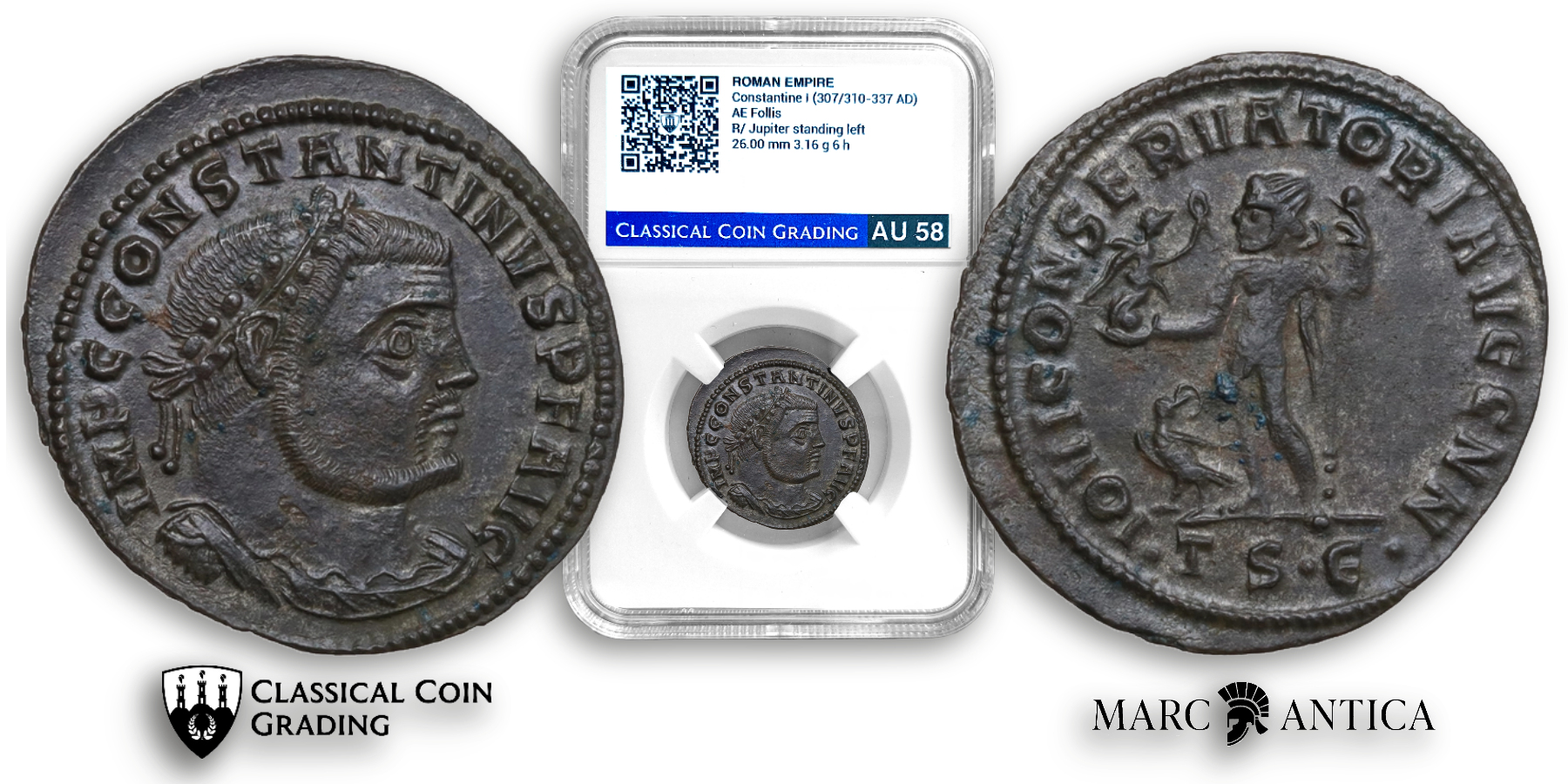 CCG Certified! Constantine I the Great (307–337), Follis 312-313 ...