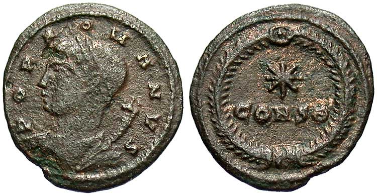 Populus Romanus. A.D. 330. Æ half-centionalis. Constantinople. VF.
