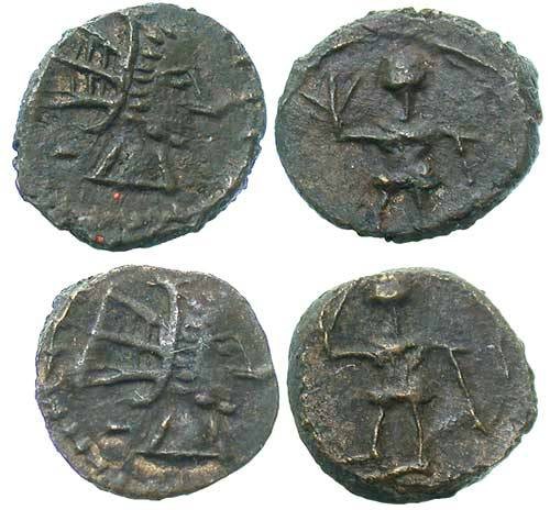 An interesting pair of barbarous radiate imitations struck from the ...