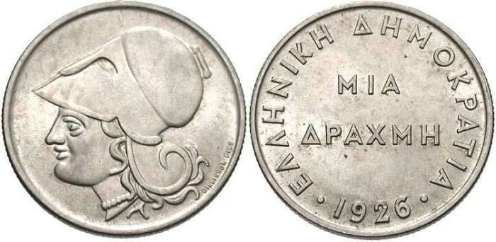 Greece. 1926. 1 Drachma. BU. | European Coins
