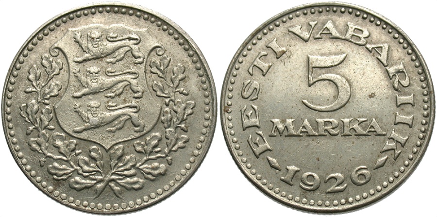 Estonia. 1926. 5 marka. AU-Unc, rare. | European Coins